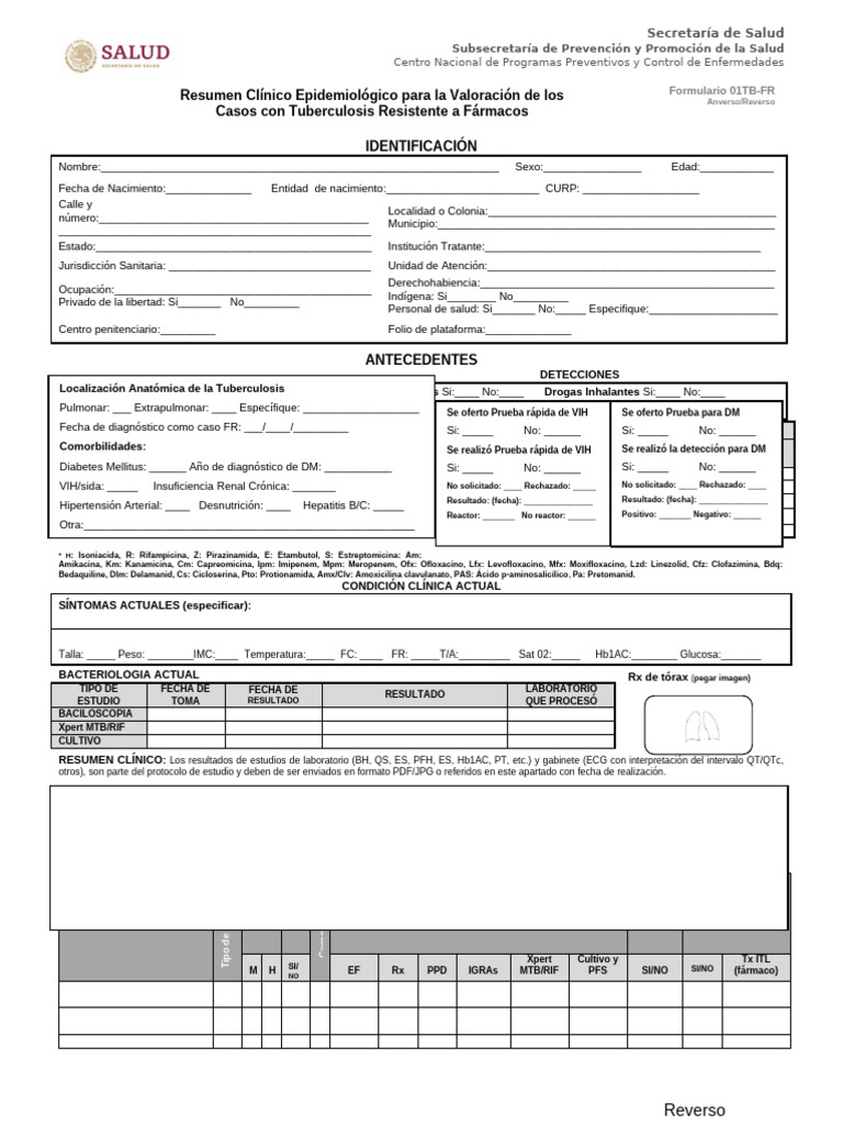Formulario 01 Resumen Clinico Epidemilogico | PDF