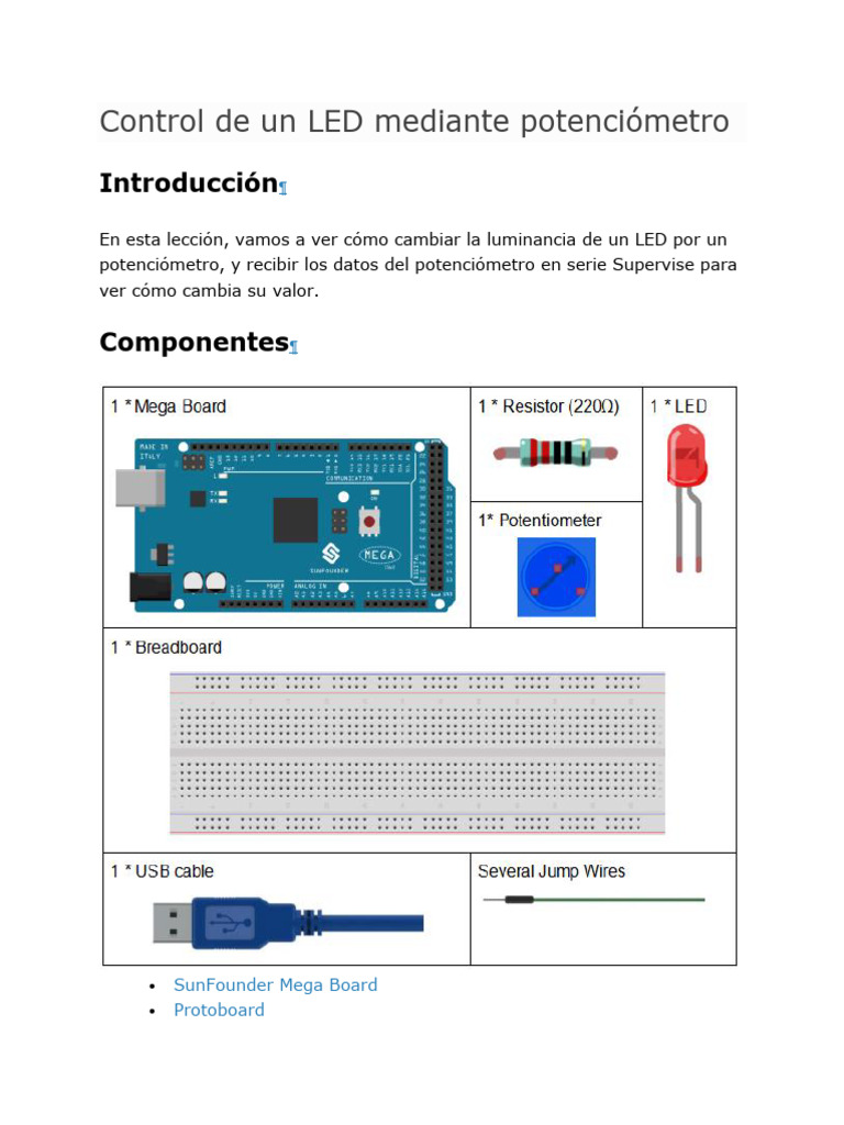 Control de Un LED Mediante Potenciómetro - 110633 - 111735 | PDF | Tecnología de información y ...