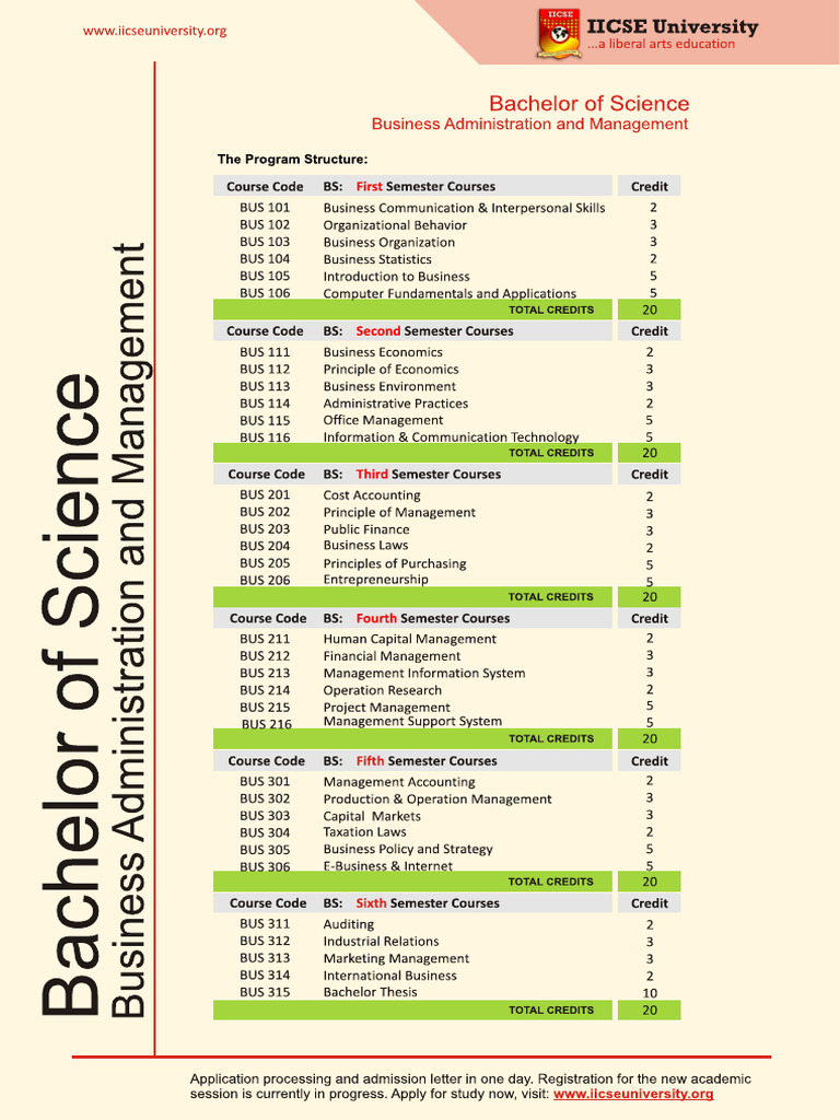 COURSE OUTLINE BS Business Administration and Management | PDF