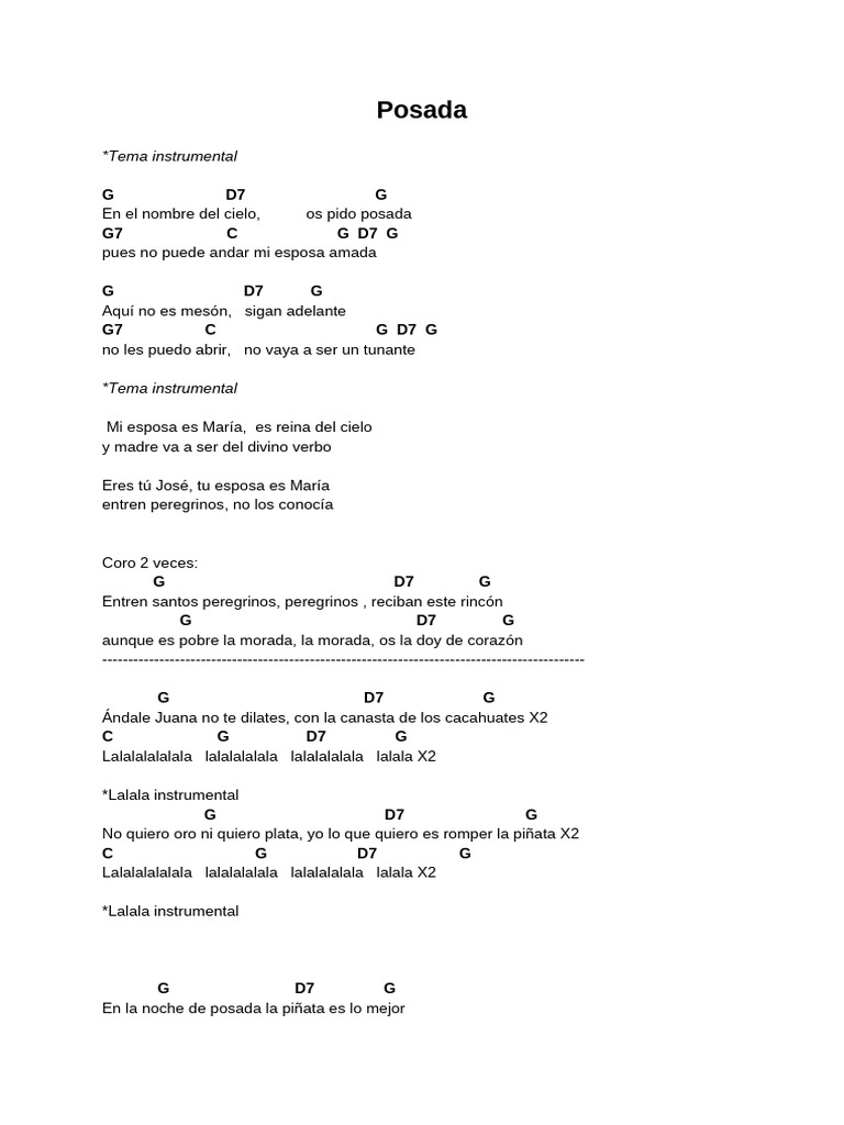 Posada Letra y Acordes | PDF