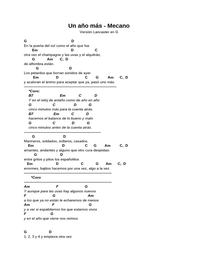 Un Año Más - Letra y Acordes | PDF