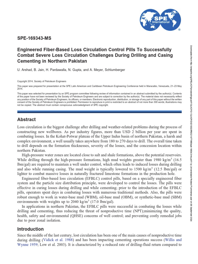 Engineered Fiber-Based Loss Circulation Control Pills To Successfully ...