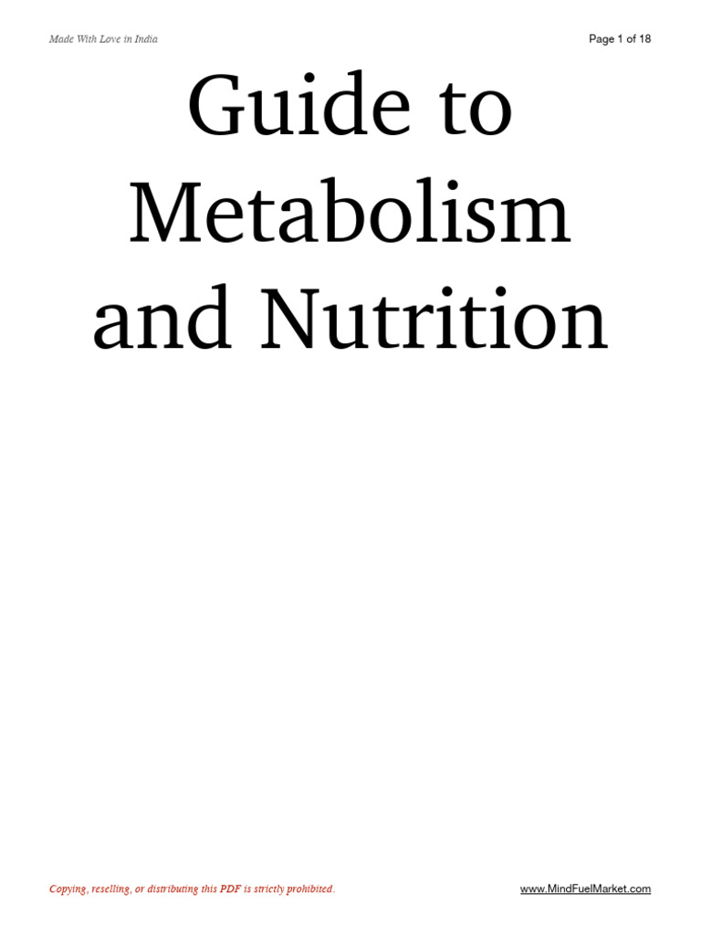 Guide to Metabolism and Nutrition | PDF