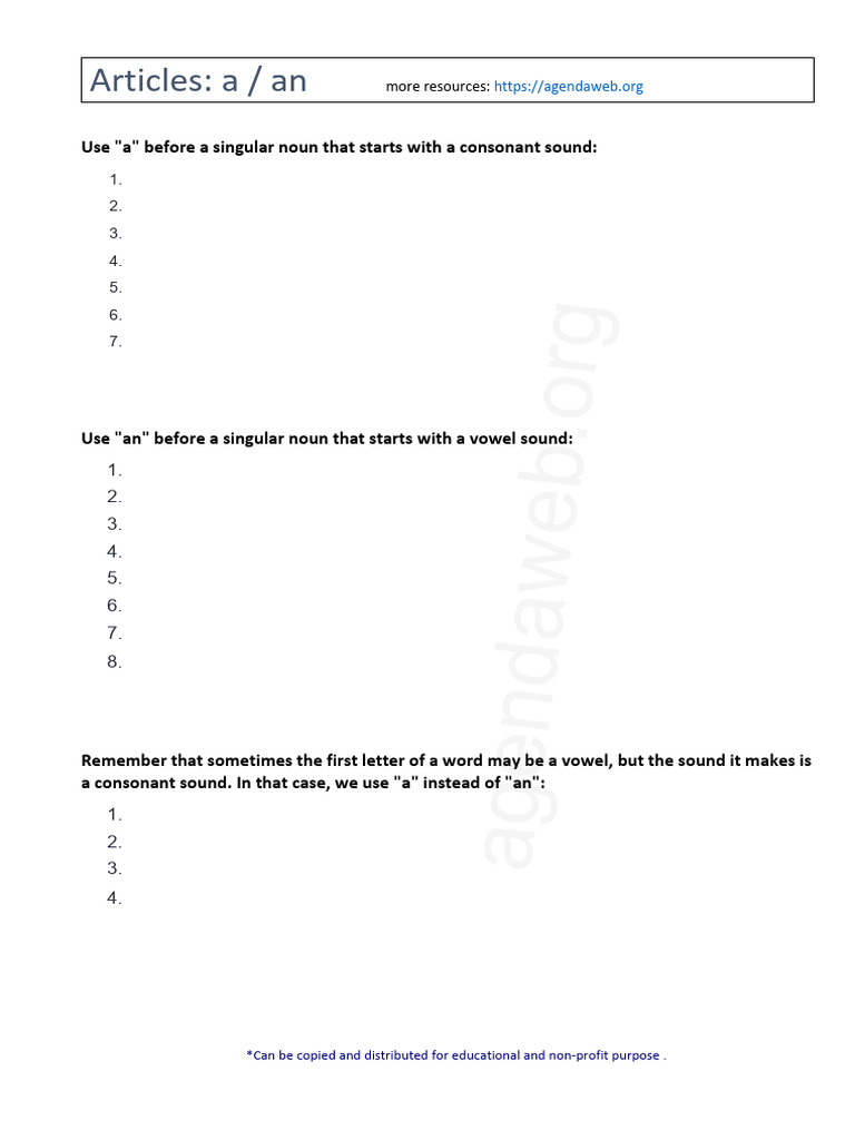 A An Grammar Notes | PDF