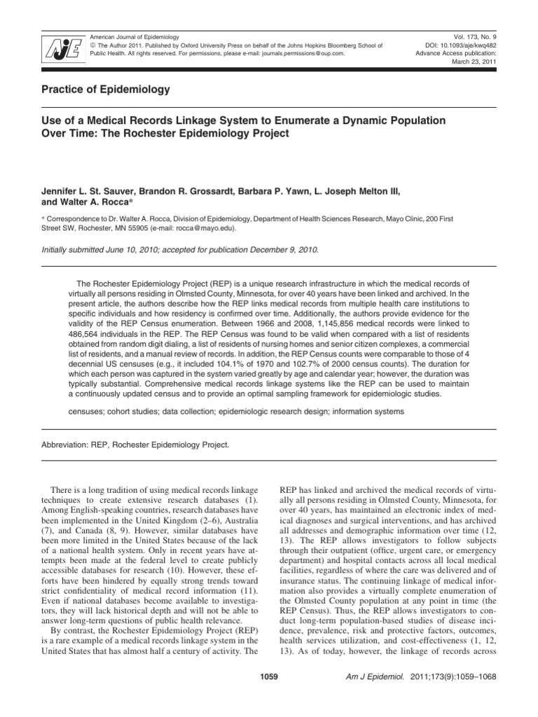 Record Linkage Study | PDF