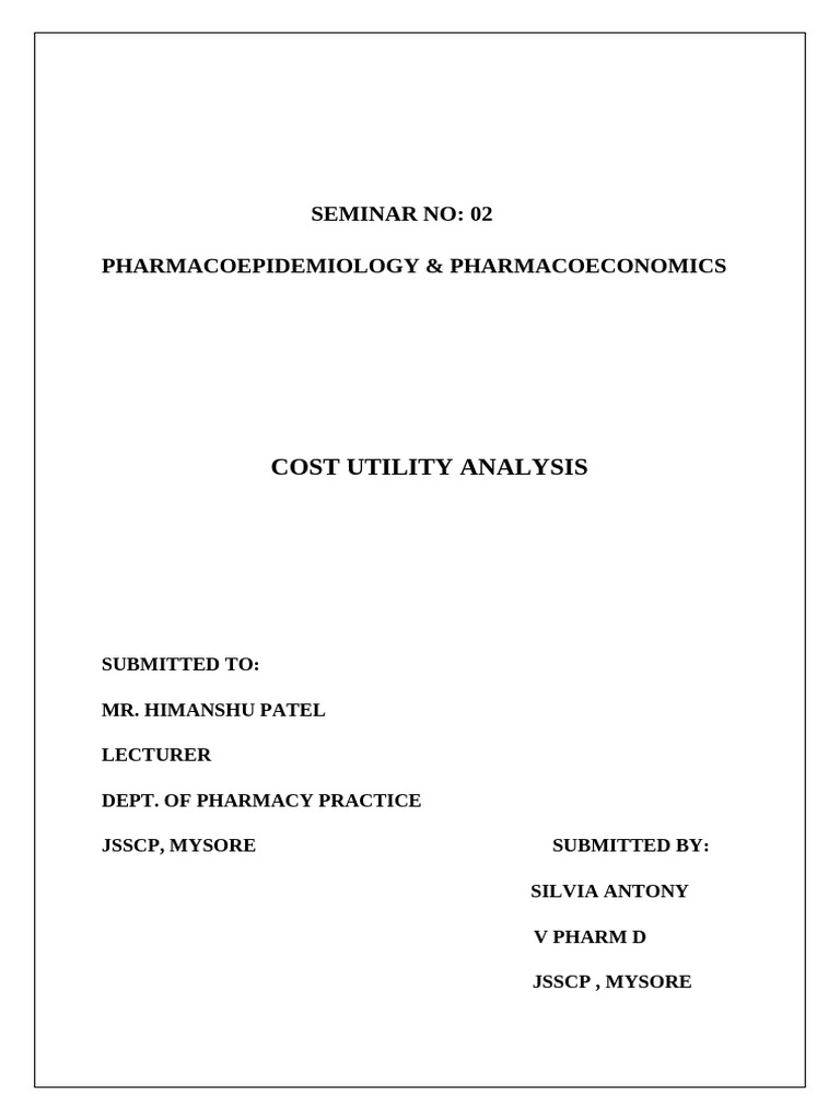 Cost utility analysis | PDF