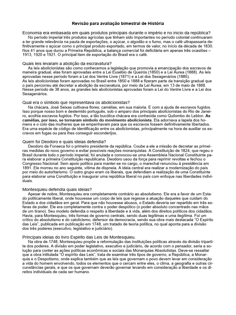 Revisão Av Bim História | PDF