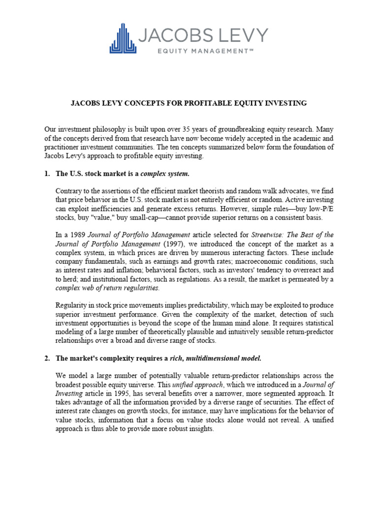 Jacobs Levy Investment Concepts | PDF