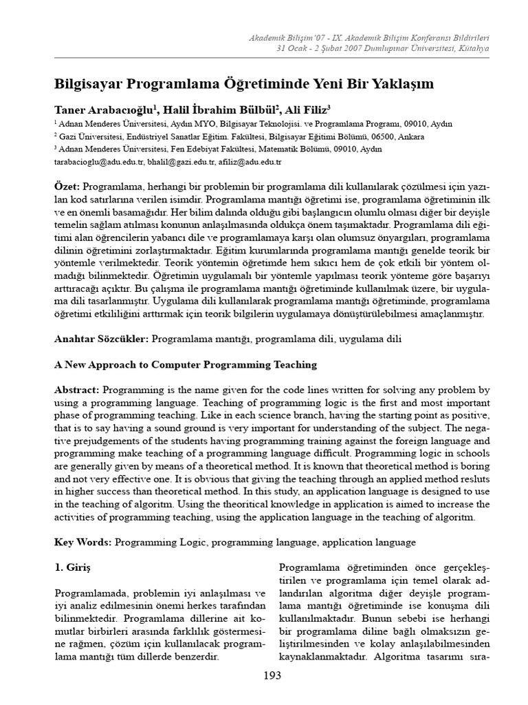 Bilgisayar Programlama Ogretiminde Yeni | PDF