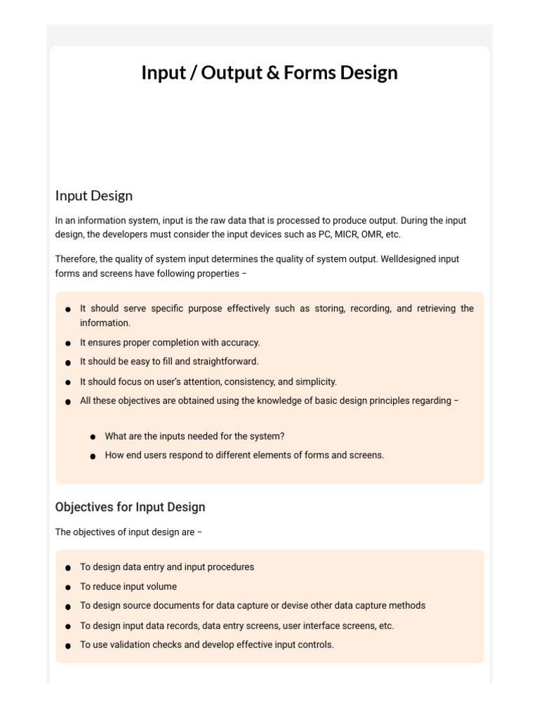 Input - Output & Forms Design | PDF