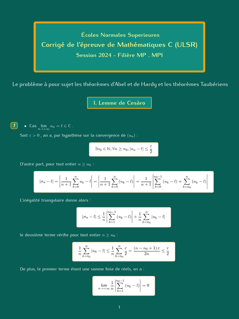Corrigé de l'Épreuve Concours X-Ens Math (c) Mp-mpi 2024 | PDF