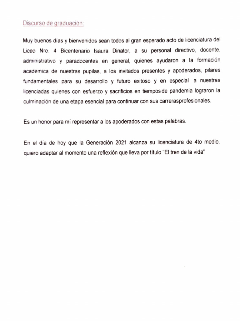 Discurso Apoderada | PDF