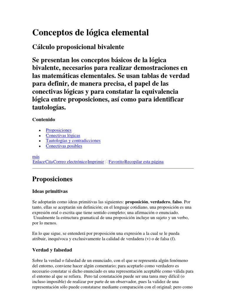 Conceptos de Lógica Elemental | PDF | Proposición | Prueba matemática