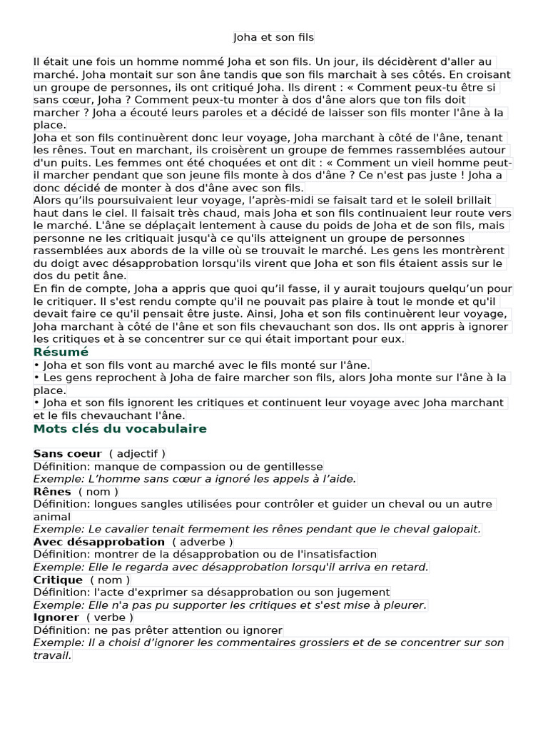 Joha Et Son Fils | PDF