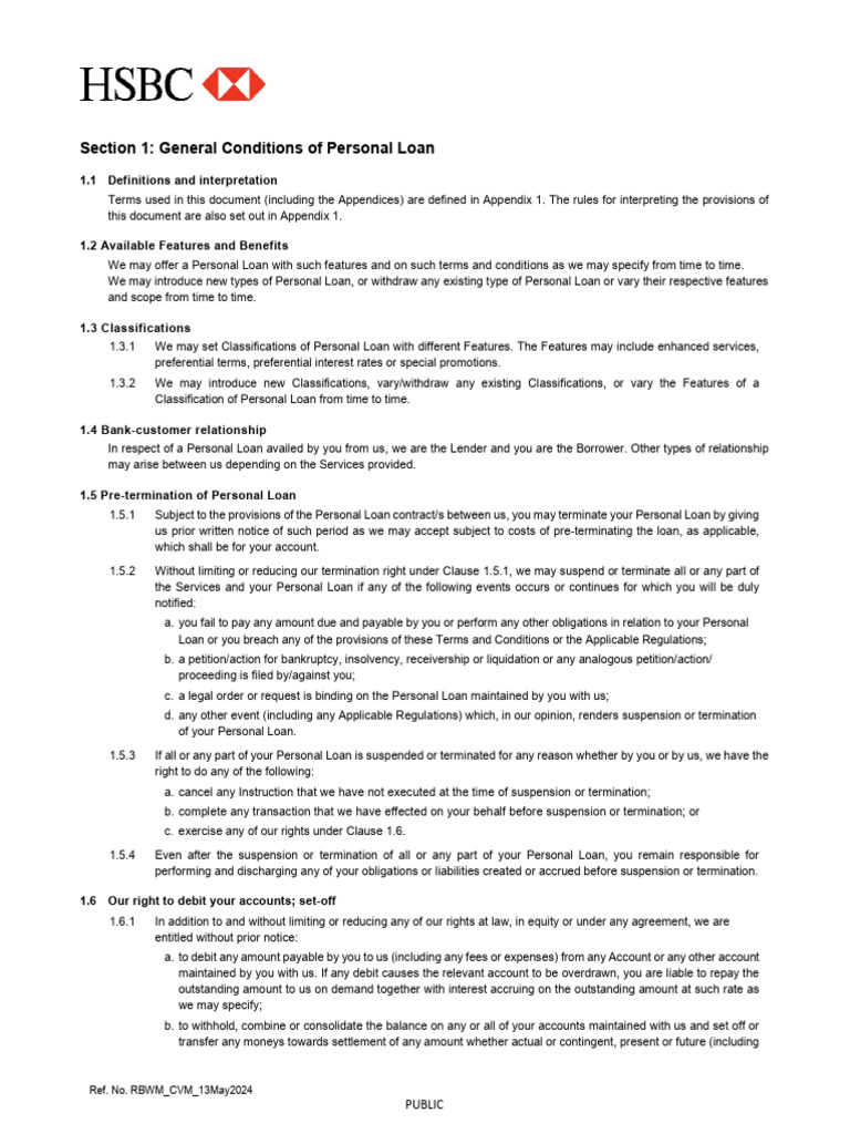 Personal Loan TNC Form | PDF