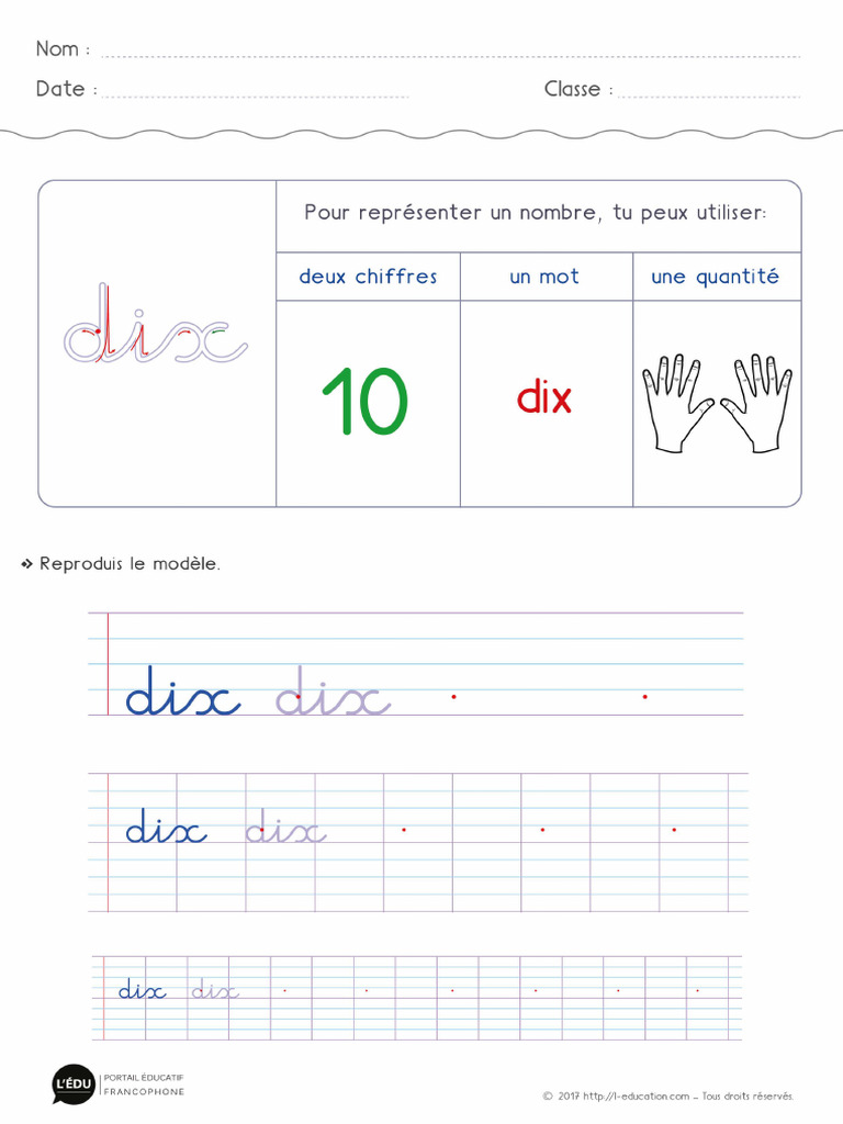 10 Apprendre A Ecrire Les Nombres en Lettres Dix 58hk | PDF