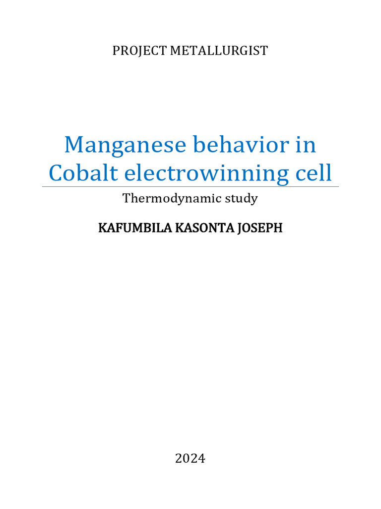 Manganese Behavior in Cobalt Electrowinning Cell | PDF | Redox ...
