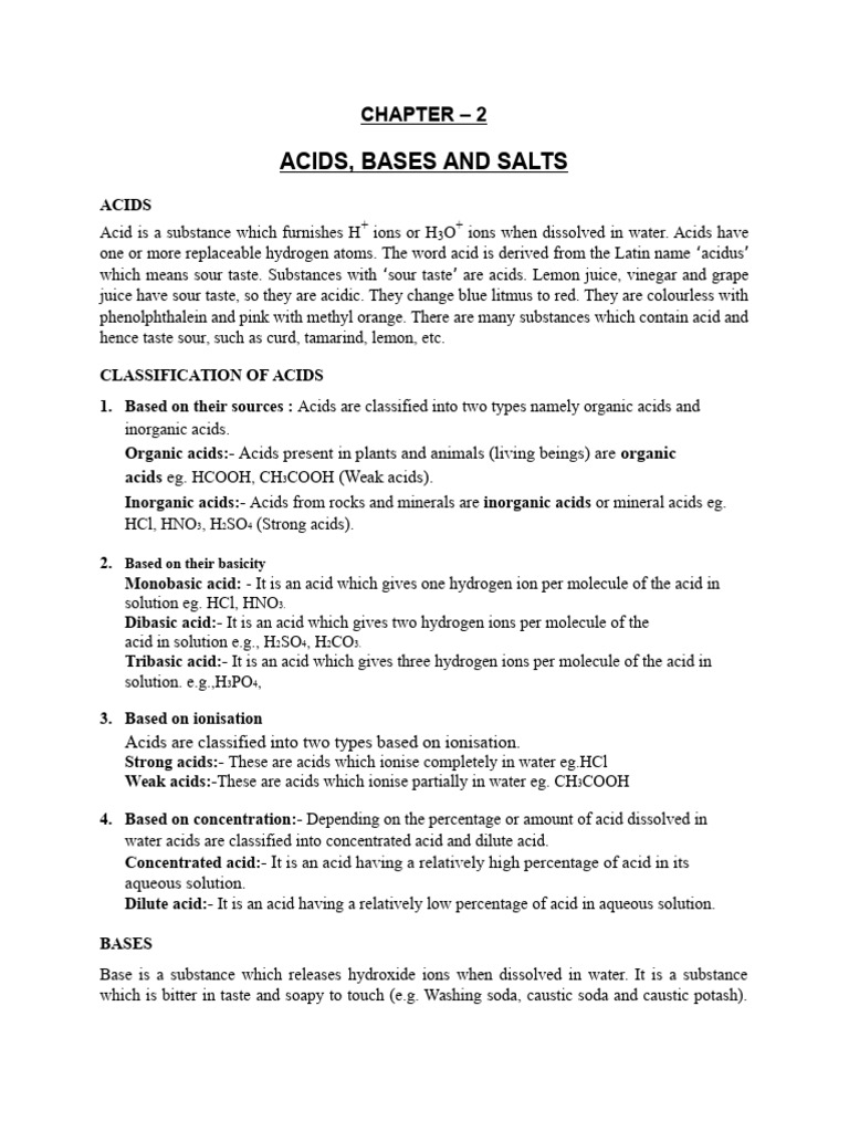 Acids Bases and Salts Notes | PDF
