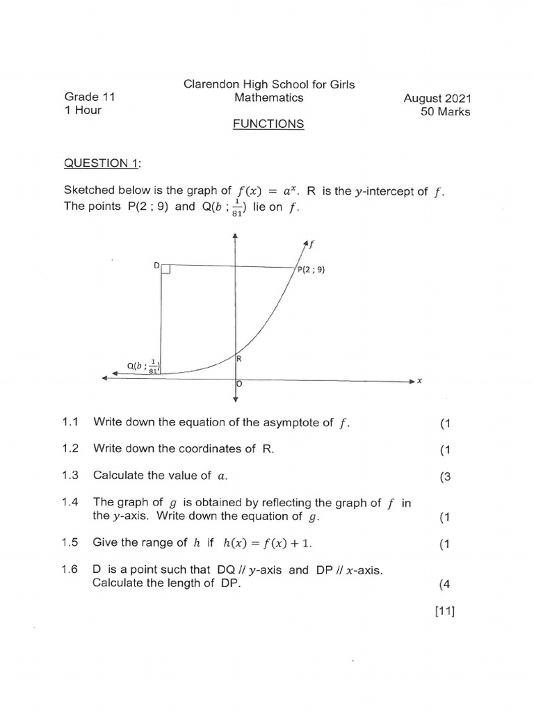 GR 11 Functions - August 2021 | PDF