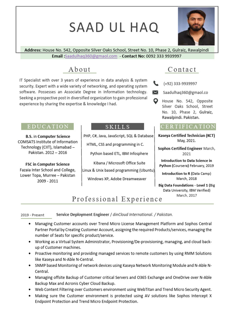 Saad Ul Haq - Resume | PDF