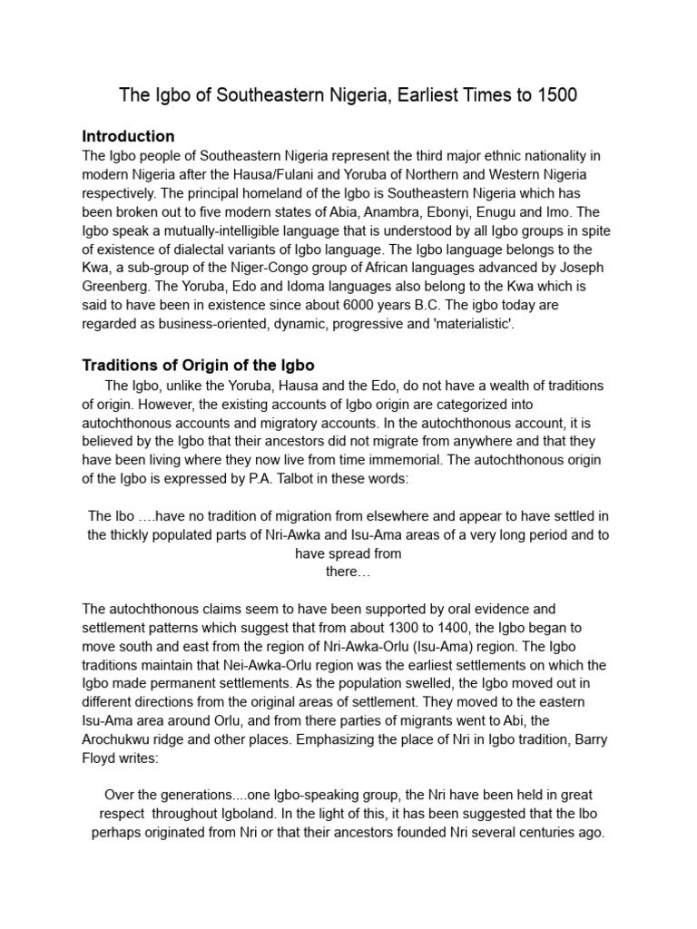 Origins of the Oldest Igbo State | PDF | Igbo People | Nigeria