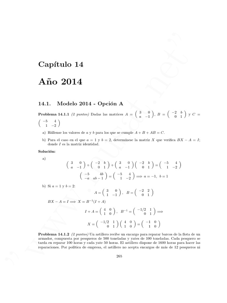 Ejercicios Selectividad Resueltos Matemáticas Aplicadas CCSS 2014 | PDF