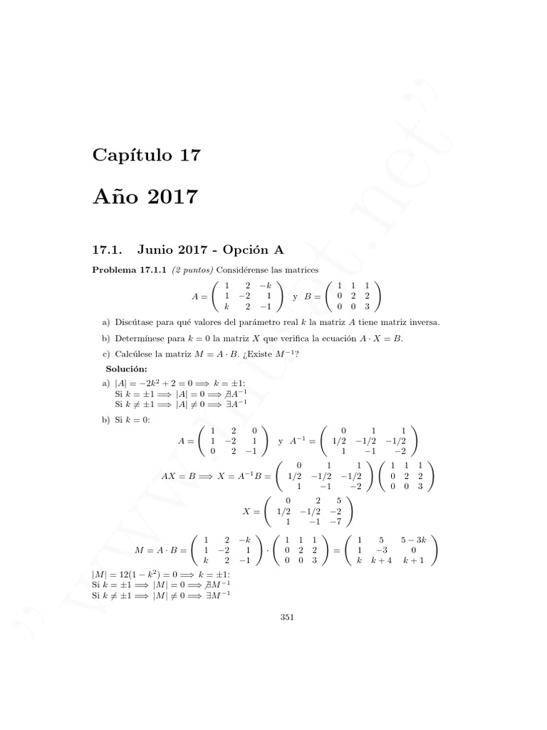 Ejercicios Selectividad Resueltos Matemáticas Aplicadas CCSS 2017 | PDF