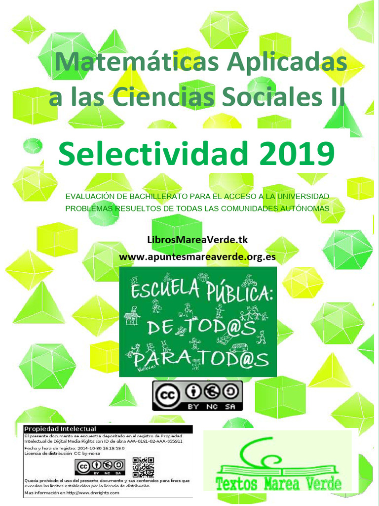 Ejercicios Selectividad Resueltos Matemáticas Aplicadas CCSS 2019 PDF | PDF