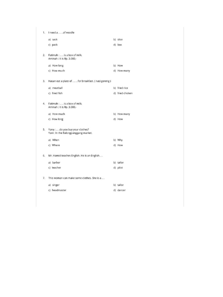 Kelas 5 - Latihan Soal Unit 1,2,3 | PDF