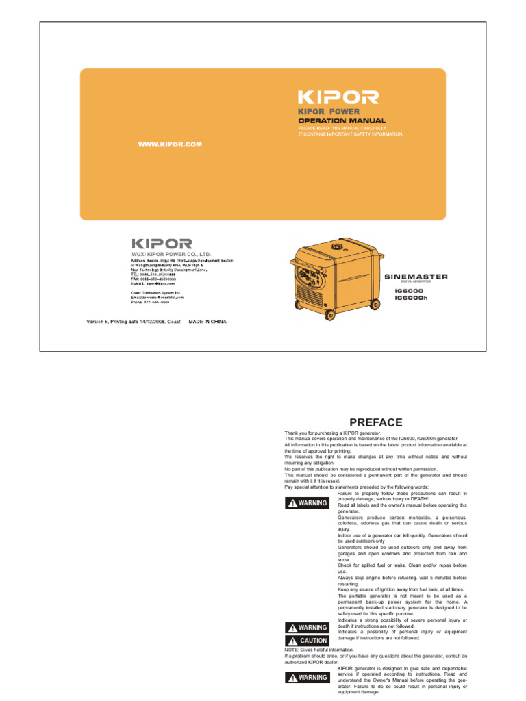 IG6000 Operation Manual | PDF