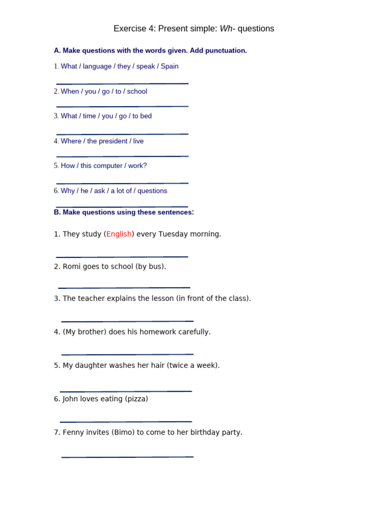 Question-Present Simple | PDF