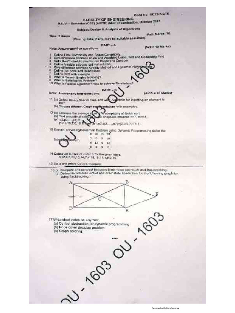 Design and Analysis of Algorithms - 2021 | PDF