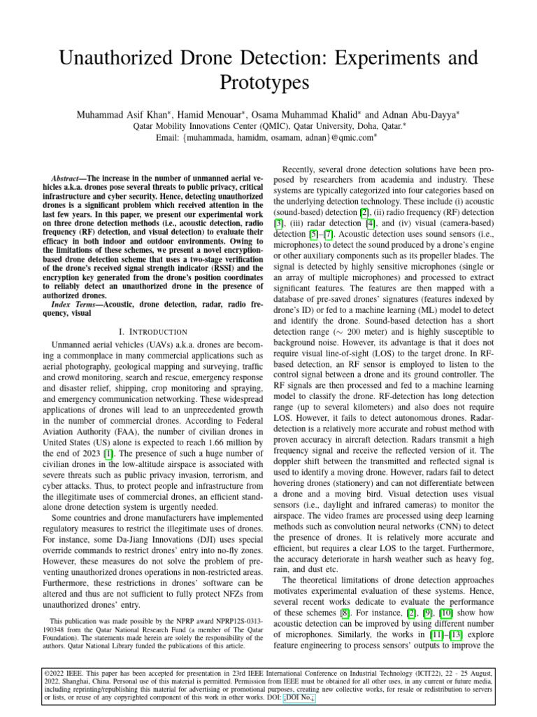 Unauthorized Drone Detection | PDF