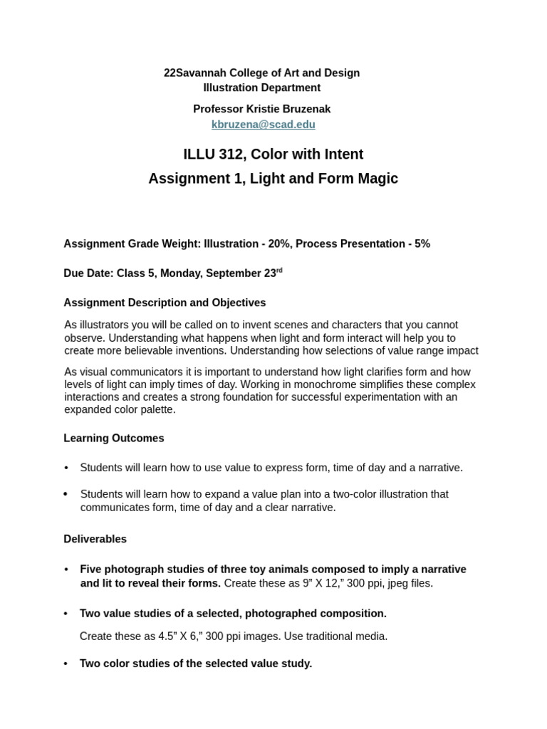 ILLU 312_Color with Intent_Assignments 1_Brief_MW | PDF