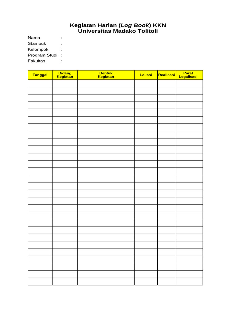 Kegiatan Harian (Logbook) KKN | PDF
