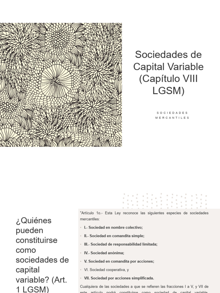 Presentación - Sociedades de Capital Variable | PDF
