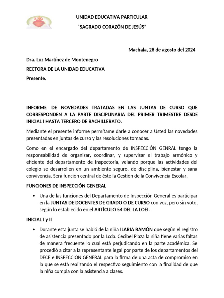 Informe Disciplinario 2024-2025 | PDF
