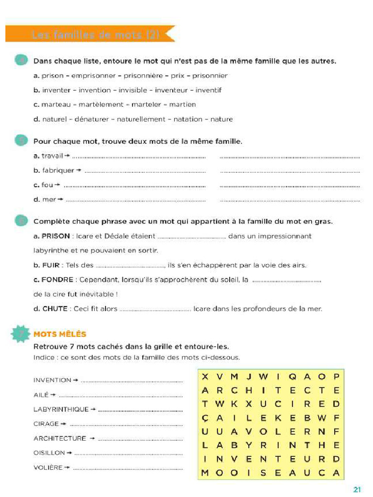 Les familles de mots 2 | PDF