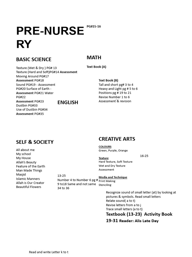 Pre-Primary Curriculum Plan (Term 2) 2023-24$$$$$ | PDF