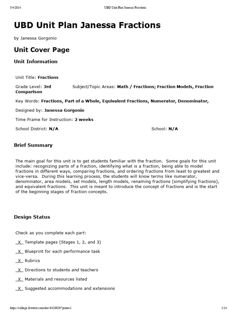 ubd_unit_plan_janessa_fractions | PDF