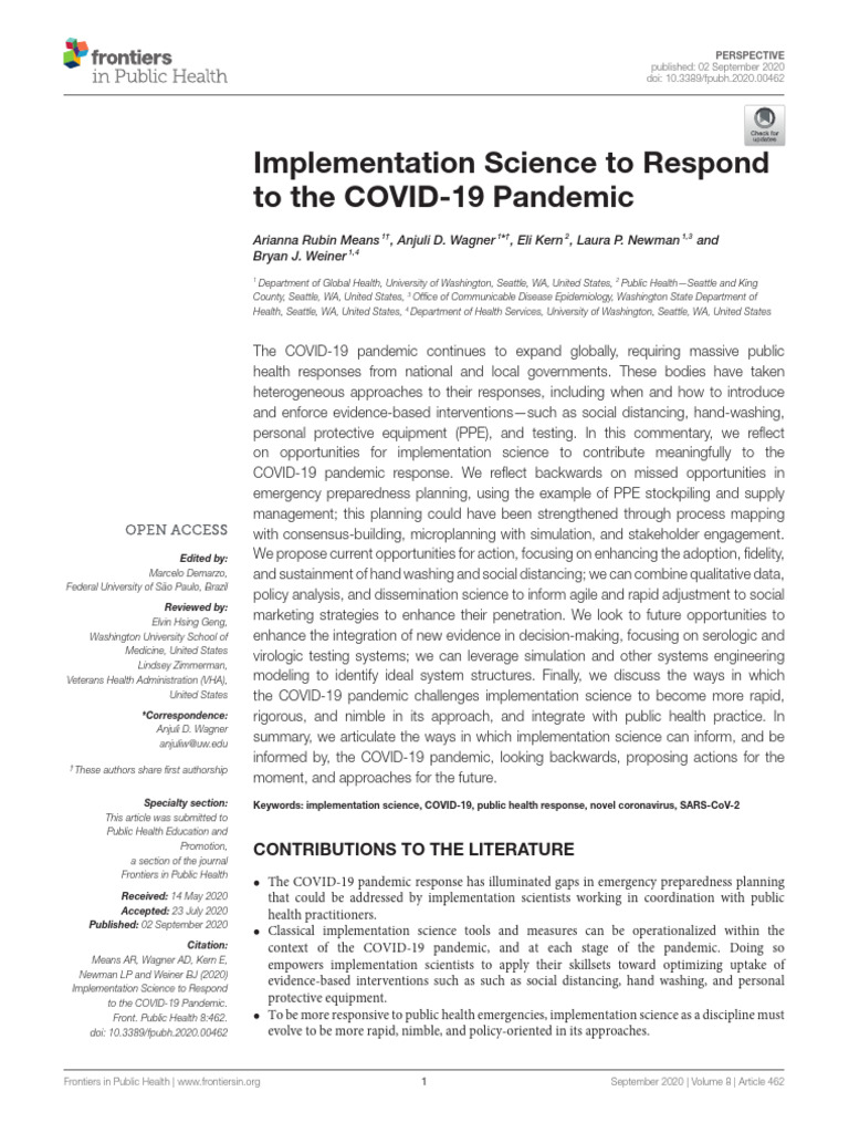 Impl Science To Covid-19 | PDF