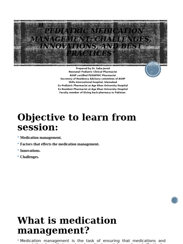 Pediatric Medication Management | PDF