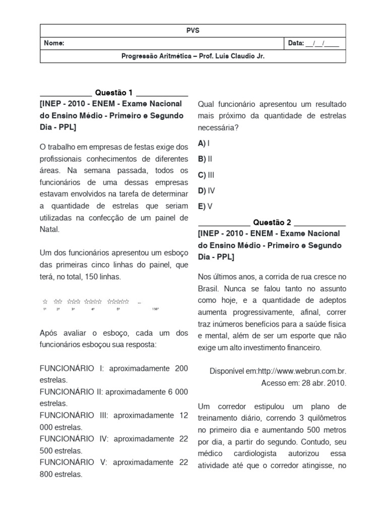 Progressão Aritmética | PDF