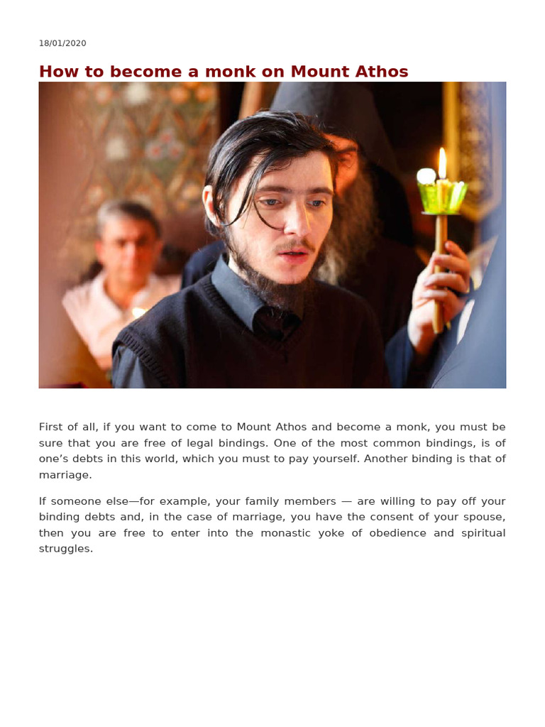 How To Become A Monk On Mount Athos | PDF