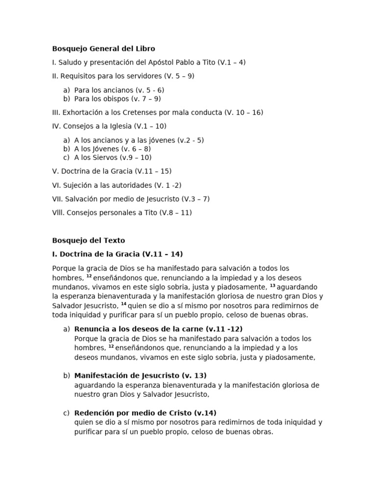 Bosquejo General del Libro_Tito_Segmetacion | PDF