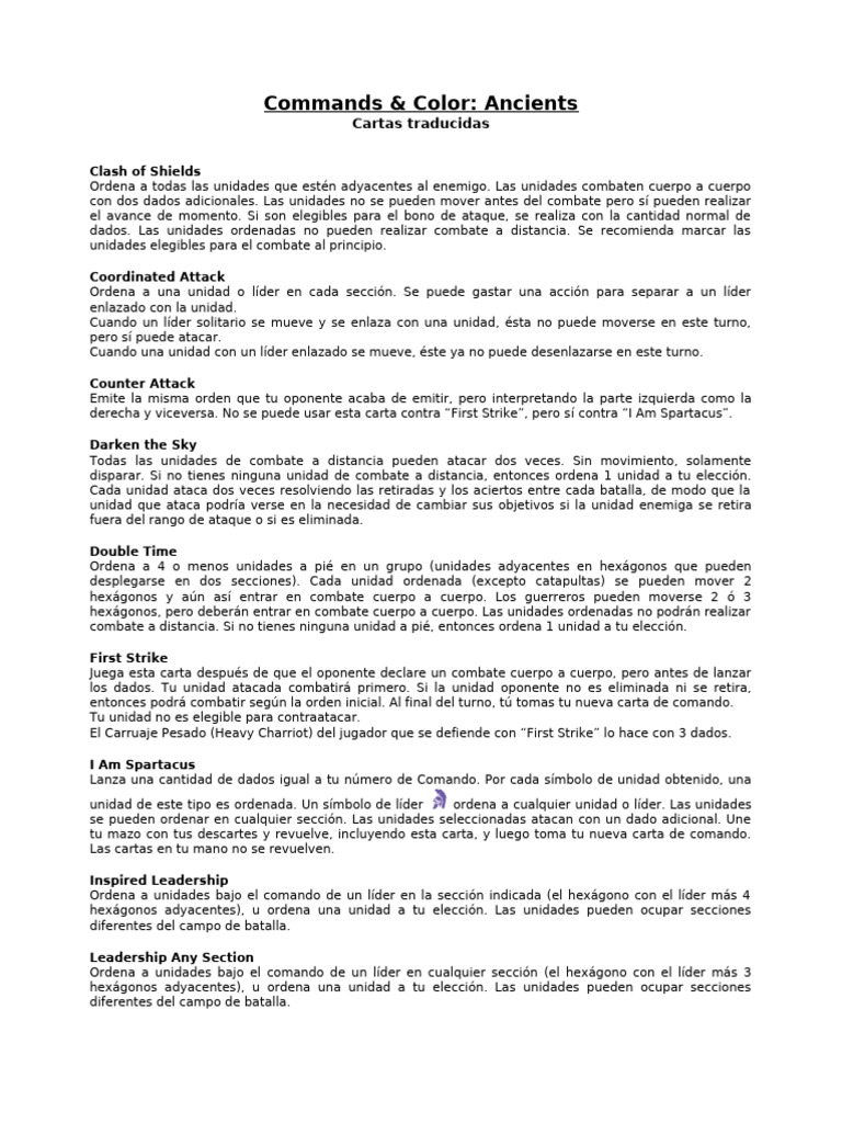 Cartas v1.1 - Command and Colors - Ancients | PDF