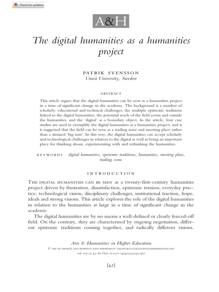 4 The Digital Humanities As A Humanities Project | PDF