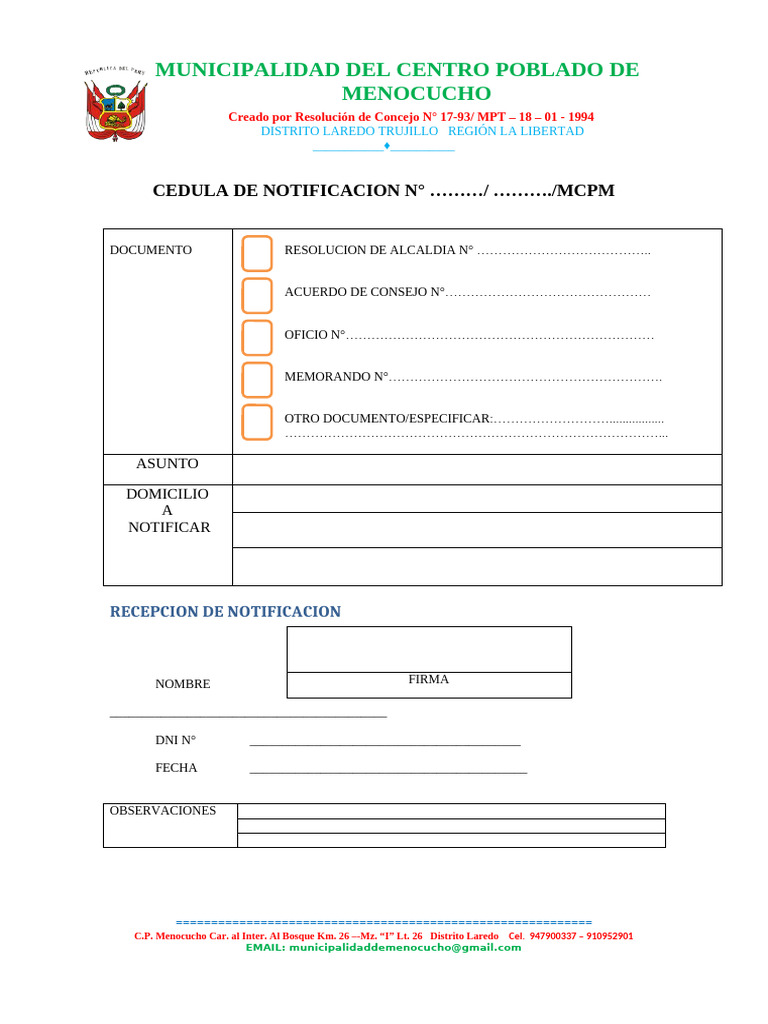 Cedula de Notificacion | PDF