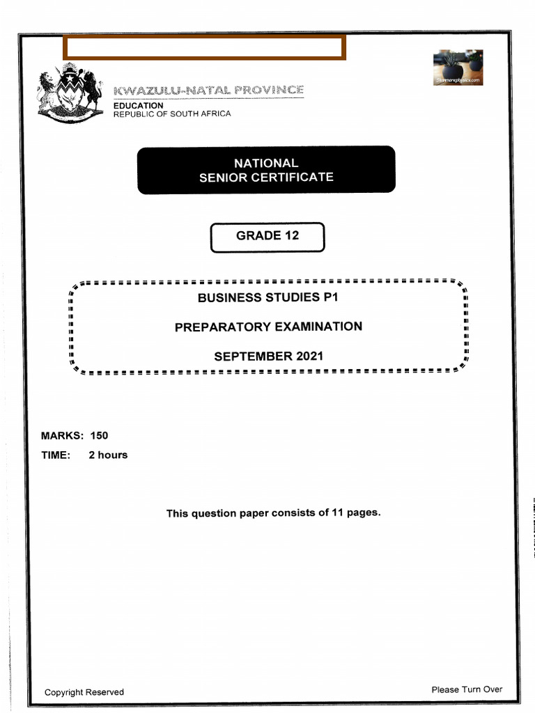 Business Studies Grade 12 Trial 2021 P1 and Memo | PDF