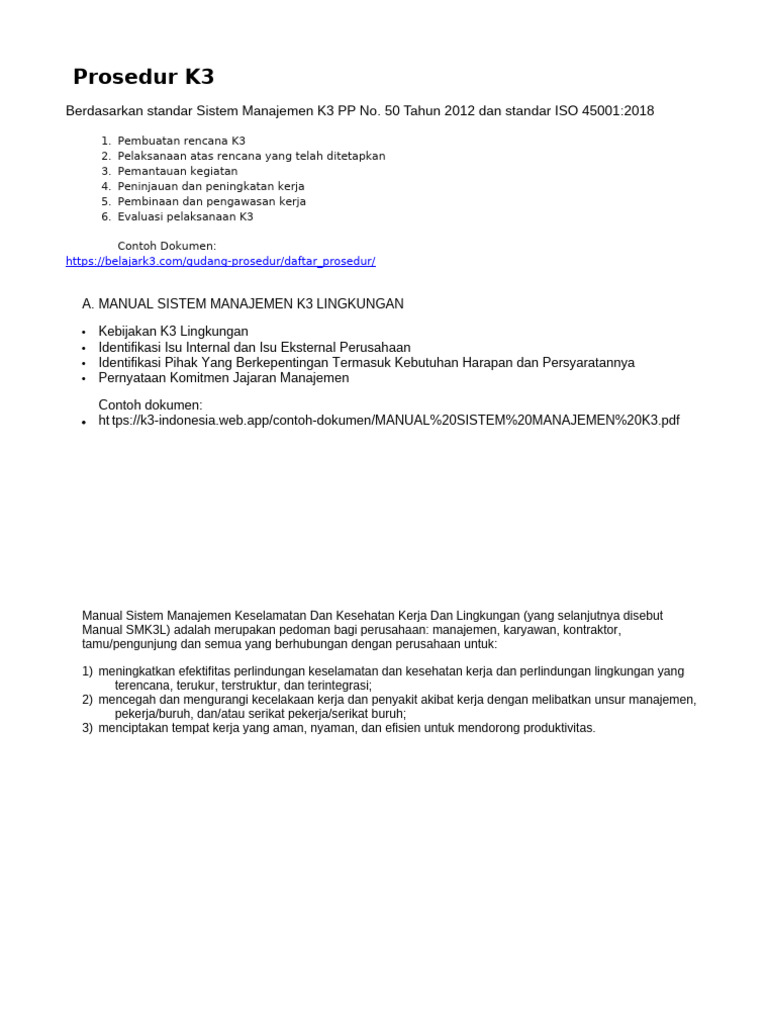 Prosedur K3 | PDF